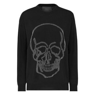 Philipp Plein Femme, Pulls, Noir, Taille: 36 FR Wool Pullover Round Neck LS