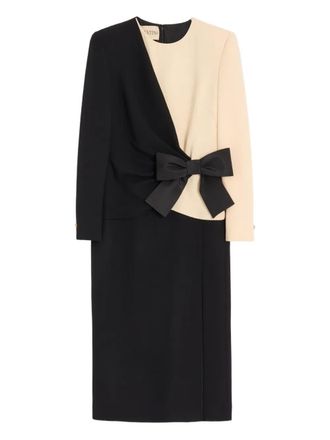 Valentino Garavani robe mi-longue en cr&ecirc;pe &agrave; d&eacute;tail de noeud - Noir