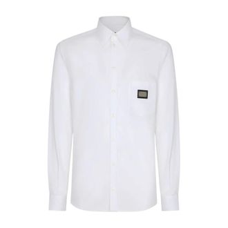 Dolce & Gabbana Wei&szlig;e Hemden mit Metalllogo - - Shirts - Herren - Wei&szlig; - M