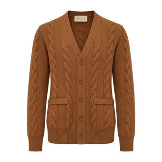 Ami Cardigan en maille torsad&eacute;e &agrave; col en V - Homme - Pulls - Brun - Taille: M