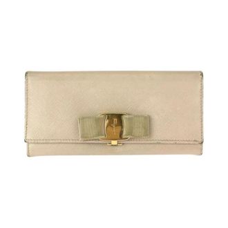 Ferragamo Pre-owned Vara Ribbon Leder Portemonnaie - - Pre-owned - Damen - Beige - ONE SIZE
