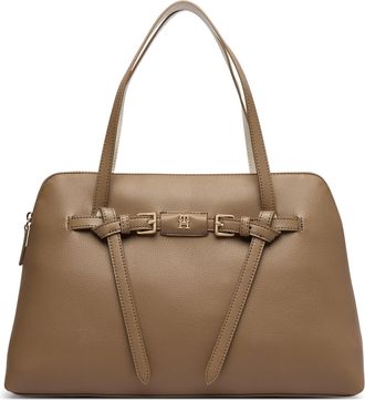 Tommy Hilfiger Handtasche Tommy Hilfiger Th Buckle Tote AW0AW19032 Beige