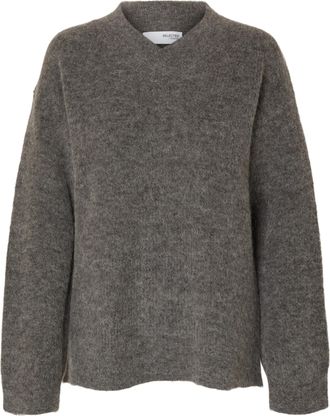 Selected Slfsia Ras Ls Knit Long V-Neck Noos