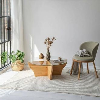 Dmora Couchtisch Almach 92x92x36h cm Braun mit Zeitungsablage