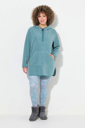 Ulla Popken Sweatshirt Long-Teddy-Fleecepullover Kapuze Zipper Langarm