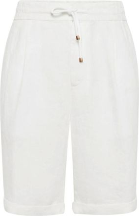 Brunello Cucinelli Homme, Shorts, Blanc, Taille: L Pantalon Fusel&eacute; &agrave; Cordon de Serrage