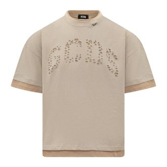 GCDS Laser Logo SS T-Shirt - - Tops - Herren - Beige - M