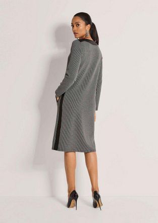 Madeleine Midikleid Etuikleid mit Leder-Optik-Besatz Seitliche Eingrifftaschen mit nahtloser Blende