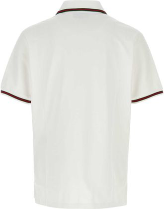 Gucci Striped-Trim Piquet Polo Shirt - White
