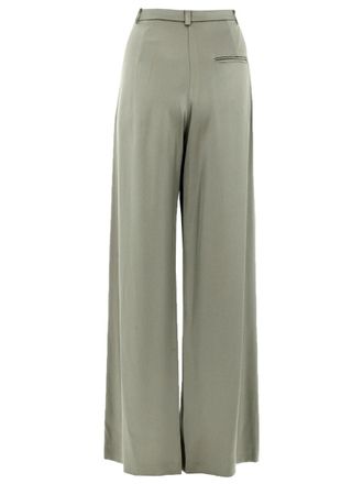 Alysi Wide-Leg Satin Trousers - Green