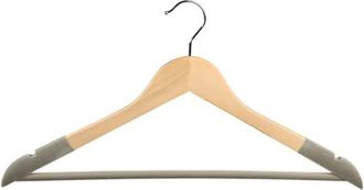 KESPER | Formkleiderbügel - 8er Pack, Material: Lotusholz mit Anti-Rutsch-Beflockung, Metall, Maße: 44,5 cm breit, Farbe: Natur, Grün | 67170