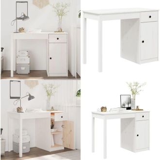 vidaXL Schreibtisch Wei&szlig; 100x50x75 cm Massivholz Kiefer - Holz Schreibtisch - Kiefer Schreibtisch - Wei&szlig;er Schreibtisch - B&uuml;rostuhl - Home Office - Home &