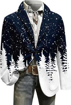 Generic Blazer intelligent en velours côtelé pour homme - Coupe ajustée - Couleur unie - Léger - Avec poches - Couleur unie - Manches longues - Boutonnage sim