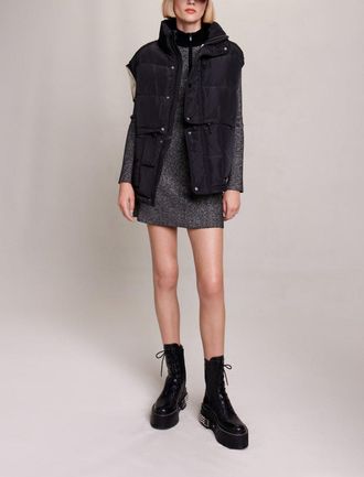 Maje &Auml;rmellose Steppjacke - Schwarz / Ecru - Gr&ouml;&szlig;e 32 - Maje