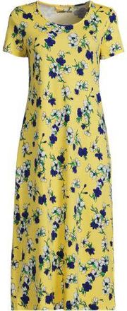 Lands End Wadenlanges Kurzarm-Nachthemd aus reiner Baumwolle, Damen, Gr&ouml;&szlig;e:52-54 plus, Gelb, Baumwolle, by Lands End