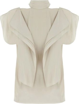 Lanvin Femme, Blouses et Chemises, Beige, Taille: 38 FR Haut &agrave; Volants en Charmeuse