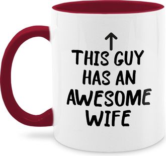 Shirtracer Tasse Tassen 325ml - Partner & Freundin - This Guy has an awesome Wife Geschenk Valentinstag Mann Valentinstagsgeschenk Ihn Geschenk Freund Liebe - 32