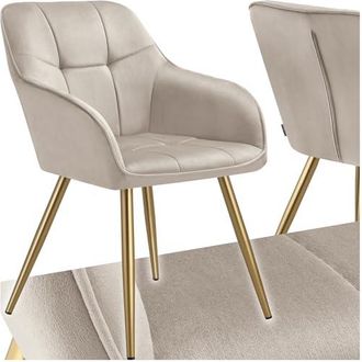 TecTake Chaise de Salle à Manger rembourrée Moderne Chaise Velours Matelassé Fauteuil Salon Design Scandinave Pieds en Acier pour Chambre, Coiffeuse, Salon, C