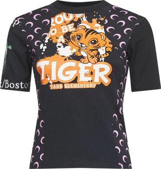 Marine Serre Femme, Tops, Multicolore, Taille: 38 FR Regenerated Graphic Baby Fit T-Shirt