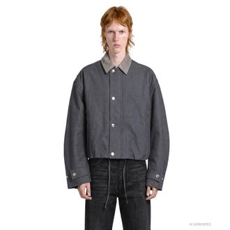 Acne Studios Leather Collar Bomber Jacket