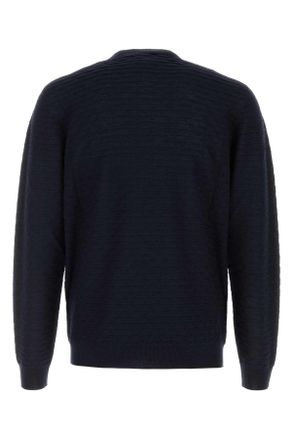 Giorgio Armani Virgin Wool Crew Neck Sweater - Navy
