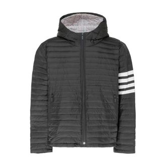 Thom Browne Schwarze gef&uuml;tterte Jacke mit 4-Bar-Streifen - - Jackets - Herren - Schwarzk - XL