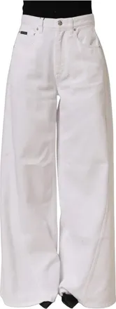 Dolce & Gabbana Femme, Jeans, Blanc, Taille: 36 FR Jean Large Jambe