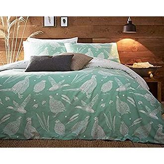 furn. Creative Cloth Moorland Birds SKS D/Set Green, Polycotton, Grün, Super King