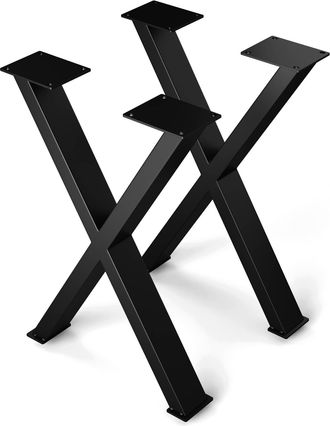 Blumfeldt UrbanFodge X Tischbeine - Robuste Stahlkonstruktion in X-Form, Modernes Design, Belastbar bis 200 kg, Mattes Schwarz, 71 cm Hoch, Ideal f&uuml;r DIY-Projek