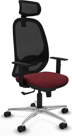 Piqueras y Crespo Ergonomischer Qualit&auml;tsstuhl mit 1D-Armlehnen, h&ouml;henverstellbare Lendenwirbelst&uuml;tze und h&ouml;henverstellbares Kopfteil, Schwarz / Kastanienbraun