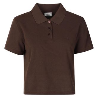 Saint Laurent Petit Polo Broderie - - Tops - Damen - Braun - L