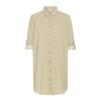Kaffe Gestreiftes Hemd Tunika Chincilla Wei&szlig; - - Dresses - Damen - Mehrfarbig - L