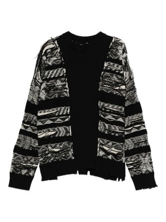 Isabel Benenato pull en laine à bords francs - Noir