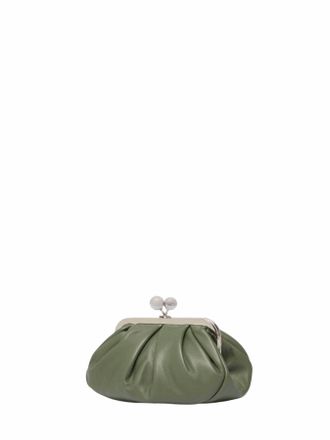 Max Mara Womens Clutch Bag Prati Pasticcino Green Leather Handbags Hand