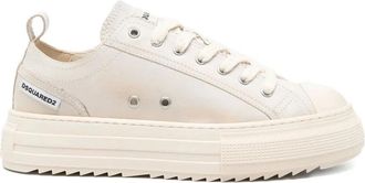Dsquared2 Homme, Chaussures, Blanc, Taille: 43 EU Baskets en Cuir Vintage