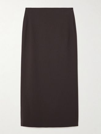 Brunello Cucinelli Jupe Midi En Laine Mélangée - Marron