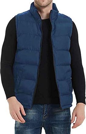 Generic Doudoune pour homme - Chaud - Gilet matelass&eacute; pour homme - Col montant - Veste en coton avec fermeture &eacute;clair - Gilet dhiver avec poches - Grandes tai