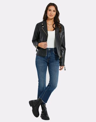 Threadbare Outdoorjacke THB Harpers PU Biker Jacket (1-St) mit modischem Reverskragen