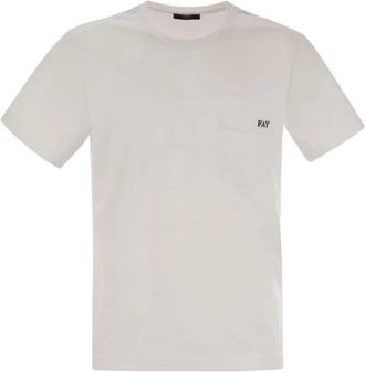 Fay Homme, Tops, Blanc, Taille: XL T-shirt en coton avec poche