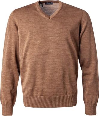 Maerz MAERZ Muenchen Herren Pullover braun Merinowolle unifarben