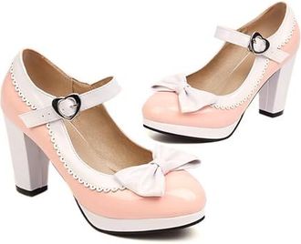 Generic Escarpins Talons Hauts pour Femme Confortable Femmes légantes Bloc de Talon Style rétro Bout fermé Chaussures soirée Mariage Club