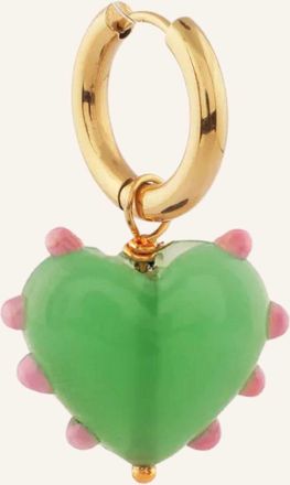 Sandralexandra Sandralexandra Creolen Milagros Heart Single Jade Green By Glambou gold