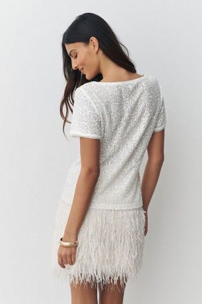 Next Paillettenshirt Kurz&auml;rmeliges T-Shirt mit Pailletten, Brautmode (1-tlg)