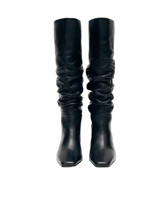 Alohas Womens Knee-High Boots Kalila Black Leather
