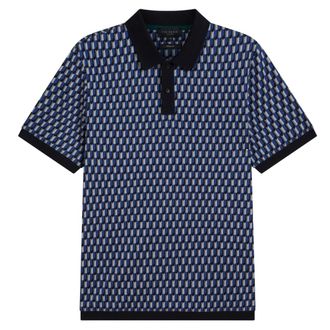 Ted Baker Hamishs Jacquard Stripe Geo Navy Poloshirt