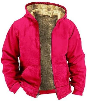 Generic Sweat à capuche doublé en polaire pour homme avec fermeture éclair intégrale, veste chaude à manches longues, manteau à capuche polyvalent, coupe ampl