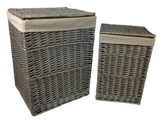 Red Hamper Neu! W&auml;schekorb aus Weide, gef&uuml;ttert (Leinen), hochwertig, klein