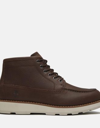 Timberland mittelhohe Chukka-Boots zum Schn&uuml;ren in Dunkelbraun aus Vollnarbenleder