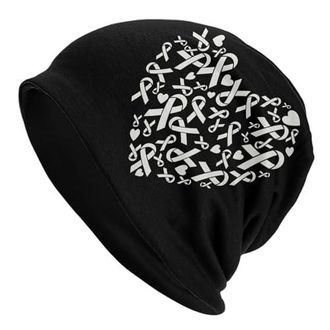 Generic Tricot Bonnet Sensibilisation Au Cancer du Poumon Douillet Knit Beanie Souple Knitted Hat pour Hiver Ski Course
