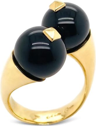 Brooks Brothers bague Gemini en or 18ct - Noir